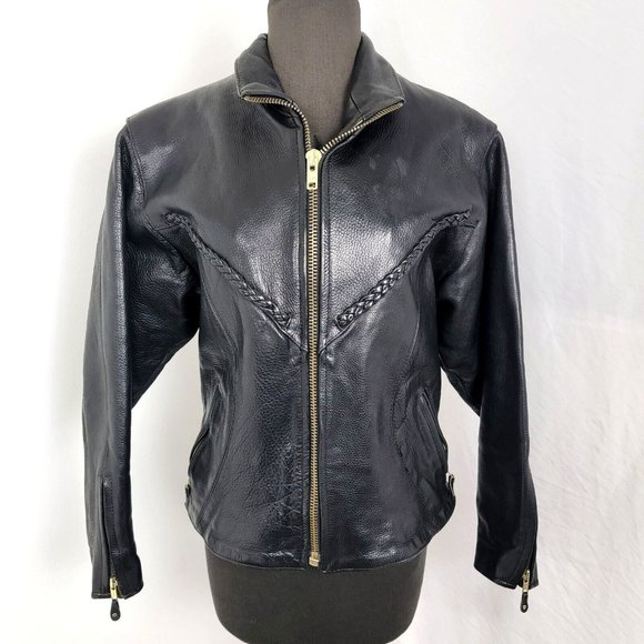 Unik | Jackets & Coats | Unik Black Leather Coat Jacket Heavy ...